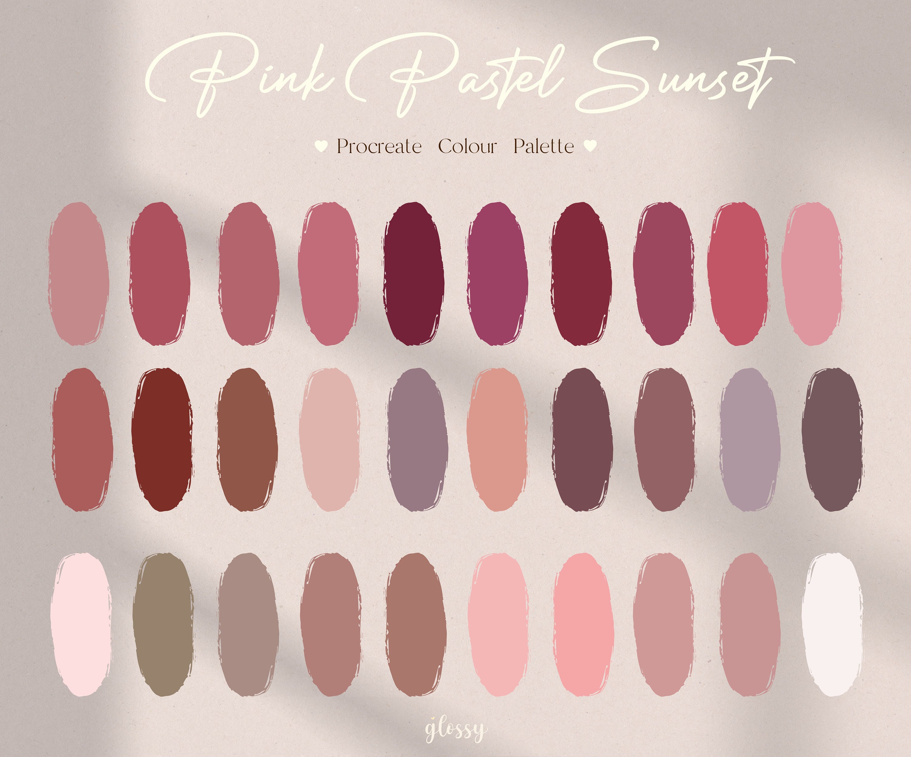 Procreate Colour Palette Soft & Pastel Shades Pink Colours - Etsy