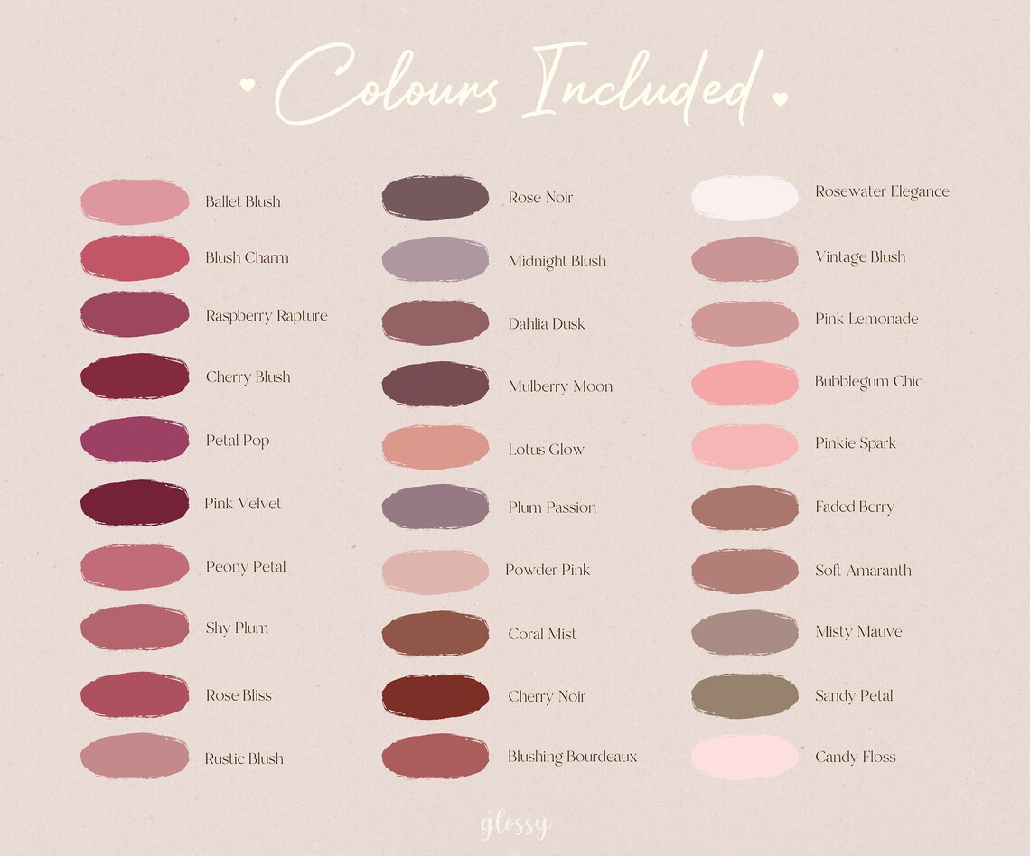 Procreate Colour Palette Soft & Pastel Shades Pink Colours Swatches ...