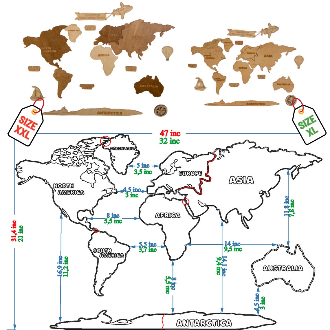 Educational World Map XXL for Kids Montessori Preschool Activities ...