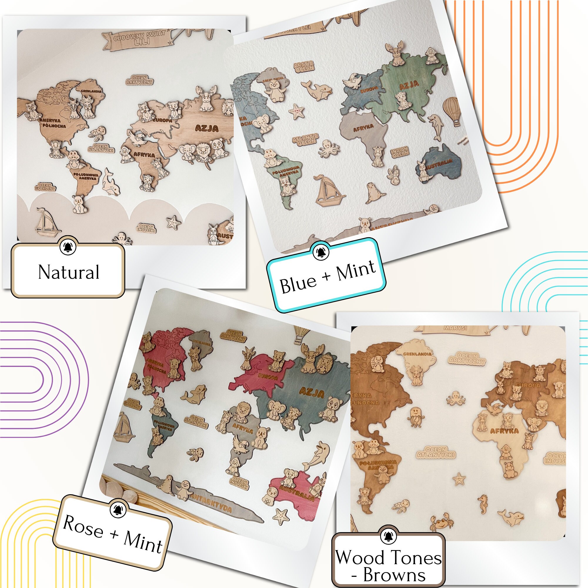 Educational World Map XXL for Kids Montessori Preschool Activities ...