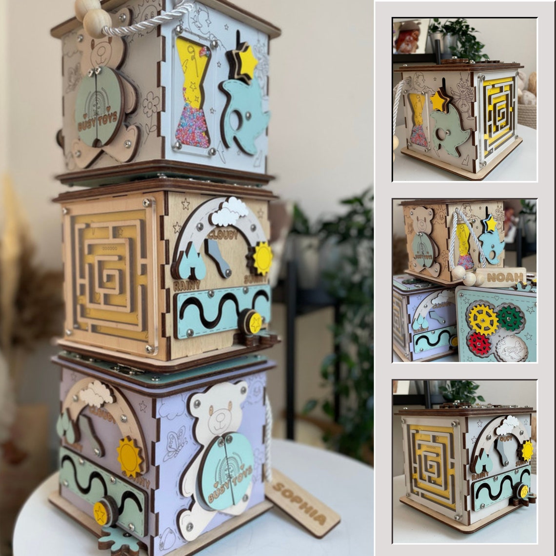 Opening Handcrafted Busy Cube for Toddlers, Interactive Activity Board ...