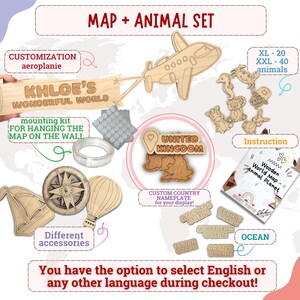 Personalized Wooden Kids World Map - Nursery Decor, Educational Toy ...