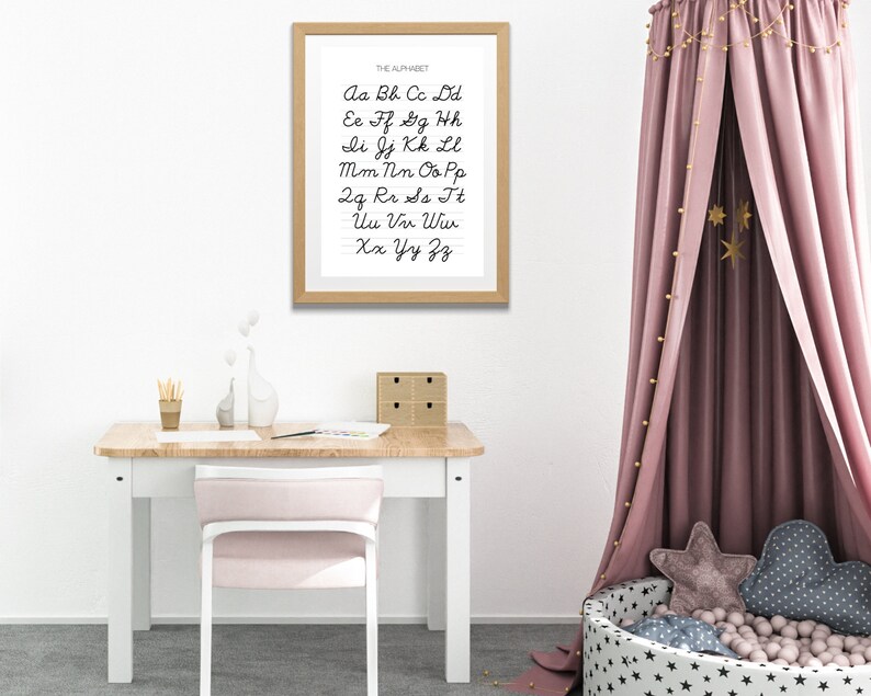 Cursive Alphabet Poster, Handwriting Chart, ABC Print, Homeschool ...