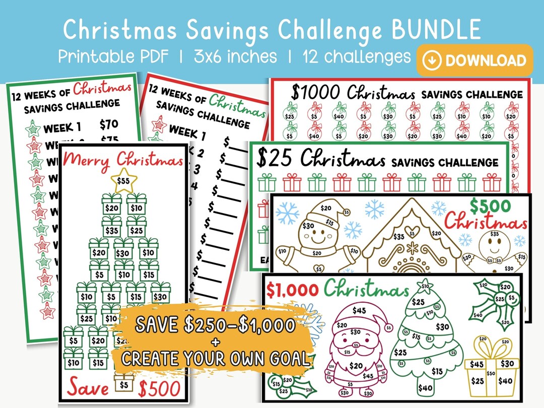 Christmas Savings Challenge, A6 Savings Challenge, Money Saving ...