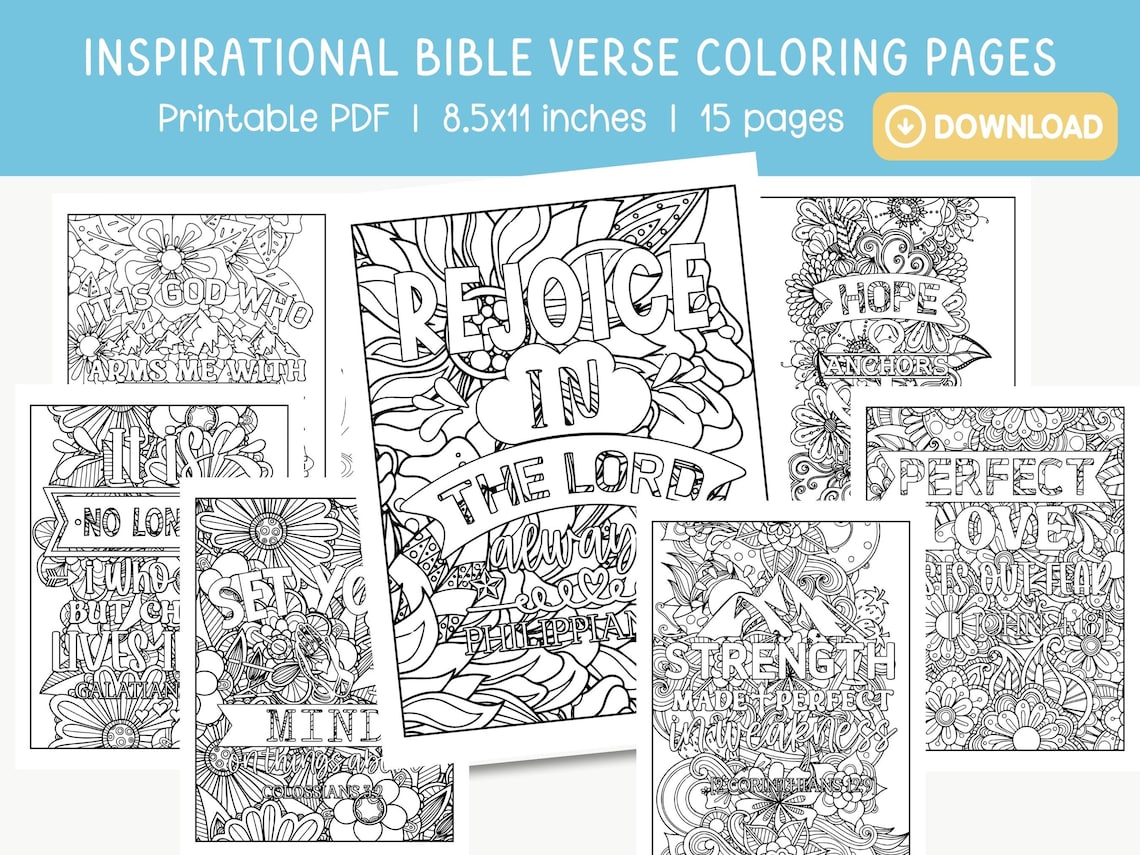 Bible Verse Scripture Coloring Book, Faith Based Coloring Book, Bible ...
