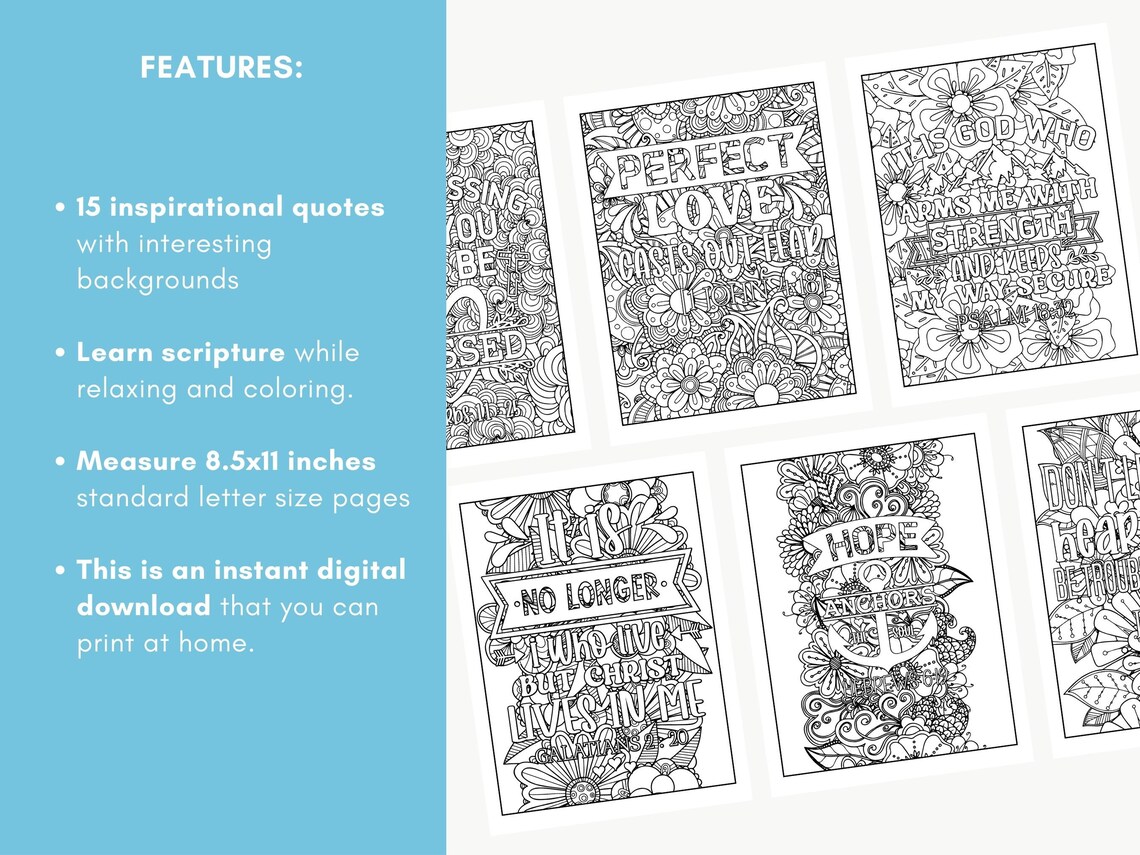 Bible Verse Scripture Coloring Book, Faith Based Coloring Book, Bible ...