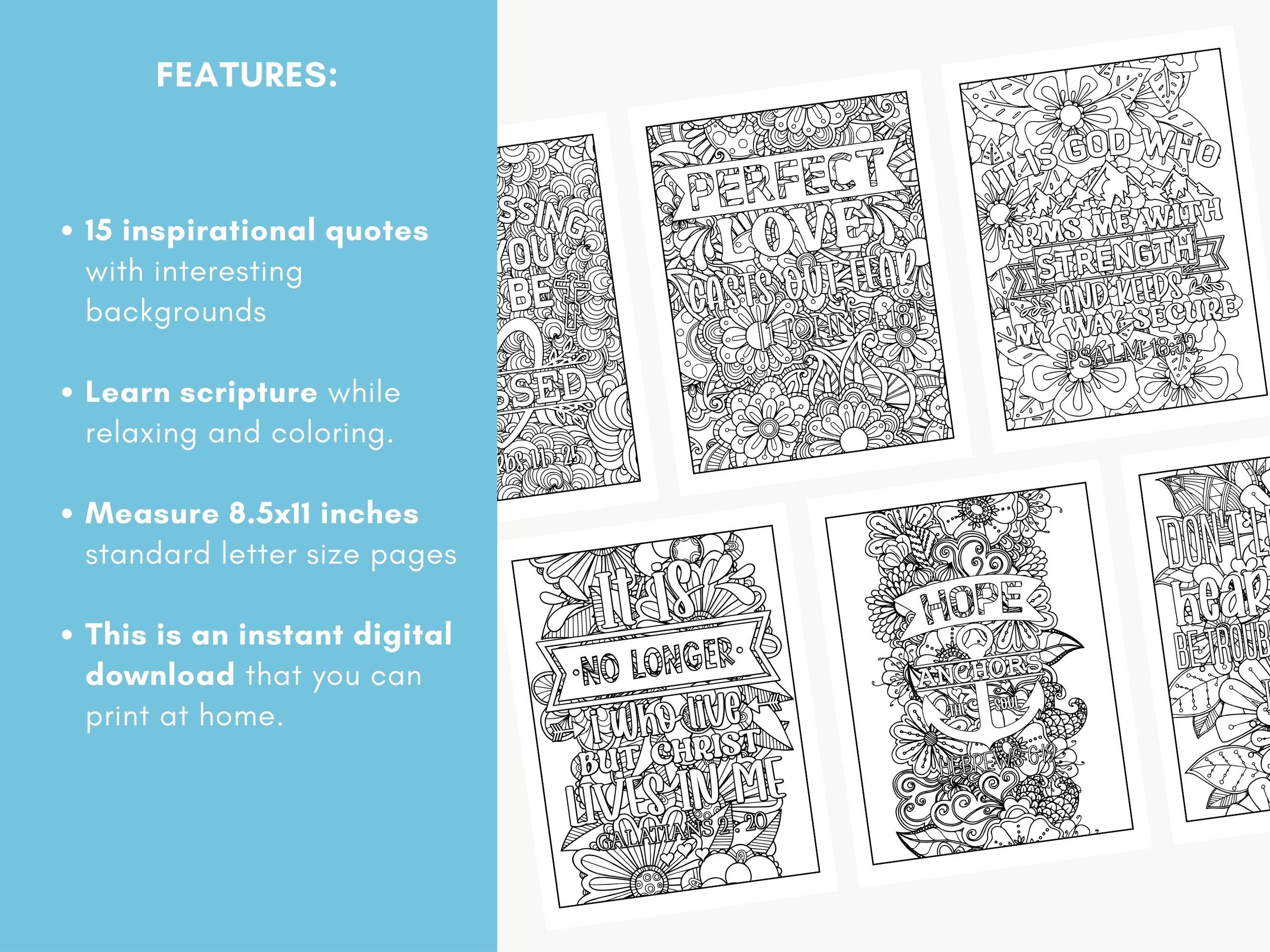 Bible Verse Scripture Coloring Book, Faith Based Coloring Book, Bible ...
