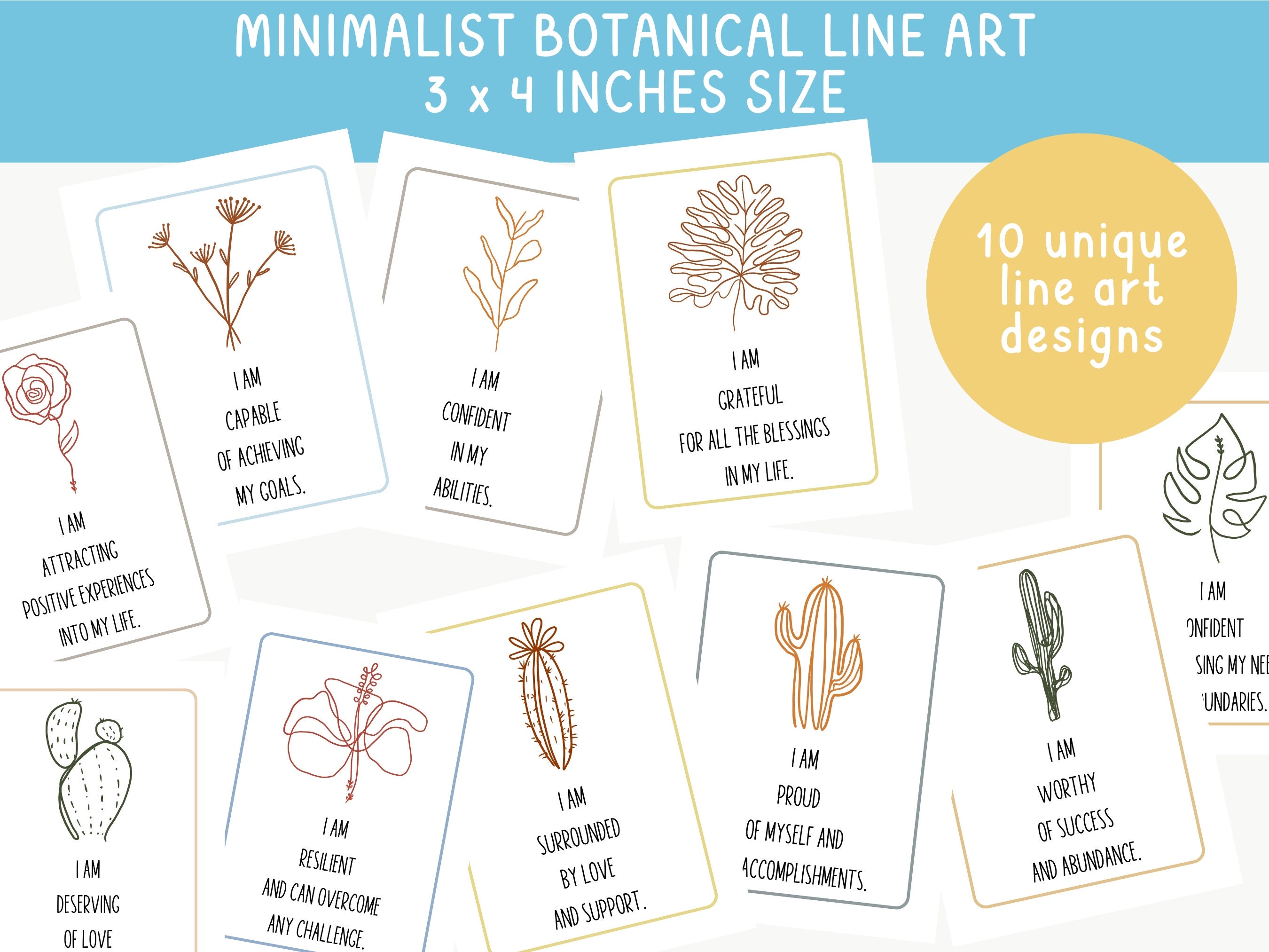 50 Affirmations Cards, Positive Quote Cards, Digital Cards Printable ...