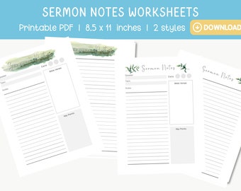 Kids Sermon Notes Printable PDF Worksheet, Instant Download, Bible ...