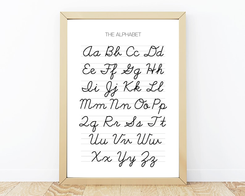Cursive Alphabet Poster, Handwriting Chart, ABC Print, Homeschool ...