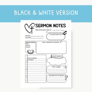 Kids Sermon Notes Printable PDF Worksheet, Instant Download, Bible ...