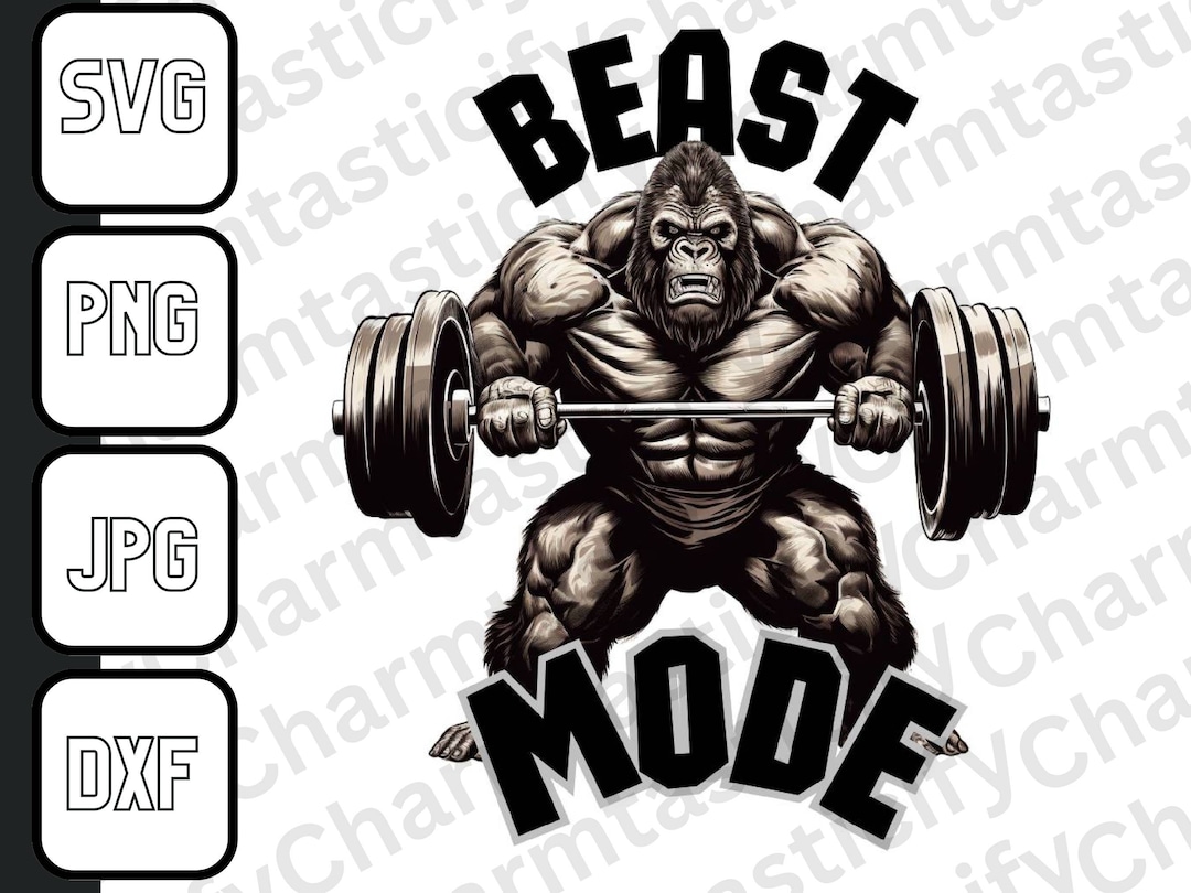 Beast Mode Gorilla Bodybuilding Svg, Png, Dxf, and Jpg File Download ...