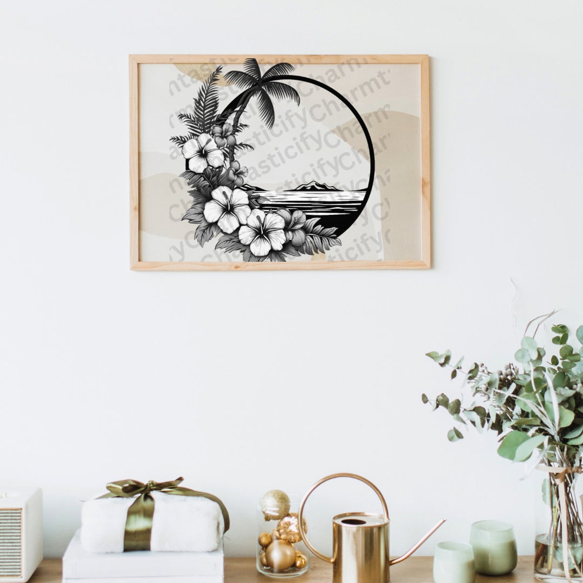 Tropical Flower Scene SVG, Palm Tree Svg, Hawaii Svg, Aloha Svg ...