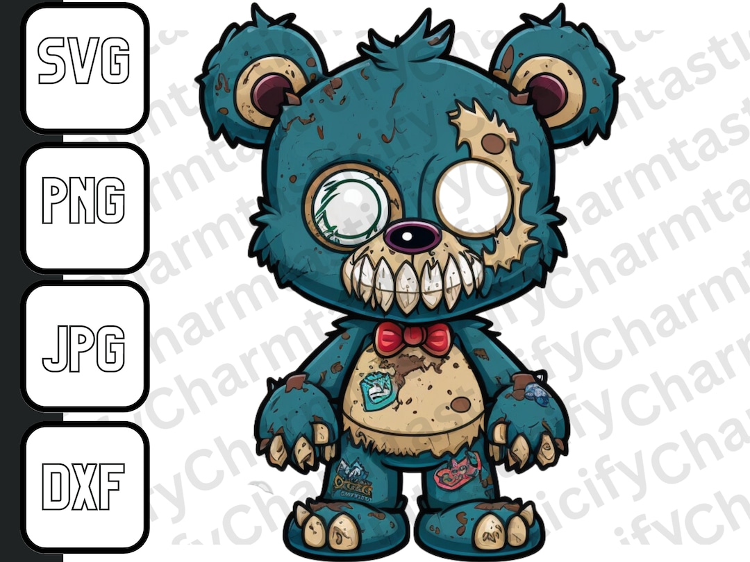 Zombie Teddy Svg| Teddy Bear Svg| Toy T-shirt Design Png| Stuffed Toy ...