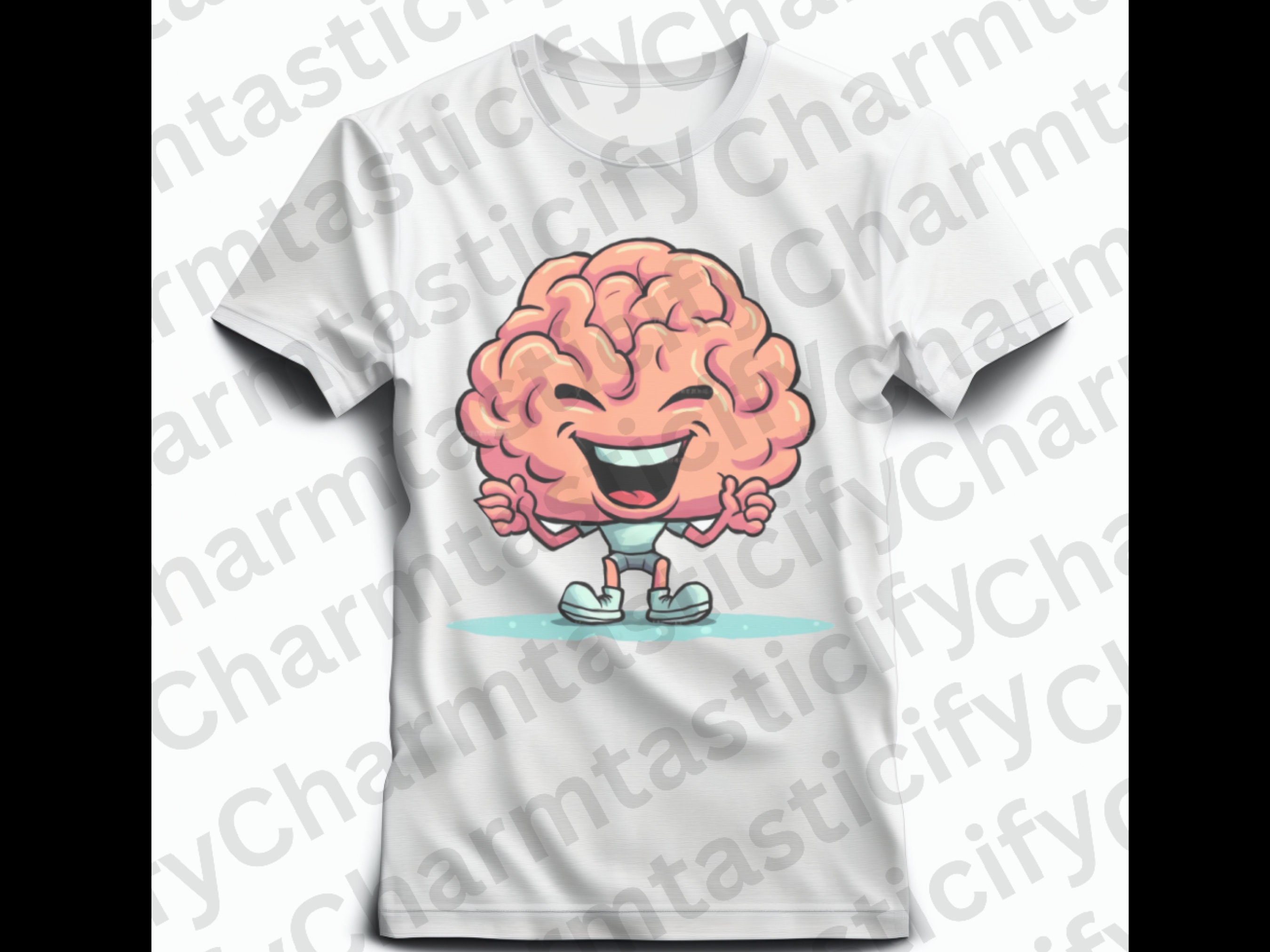 Retro Brain Cartoon Character Clipart SVG PNG JPG Mental Health Design ...