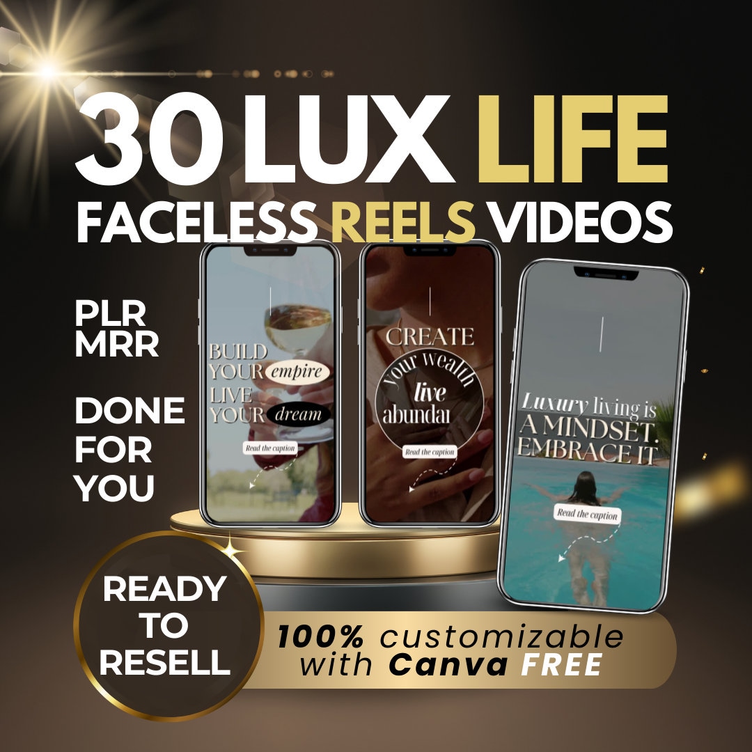 MRR PLR Luxury Life Faceless Reels for Instagram Templates Digital ...