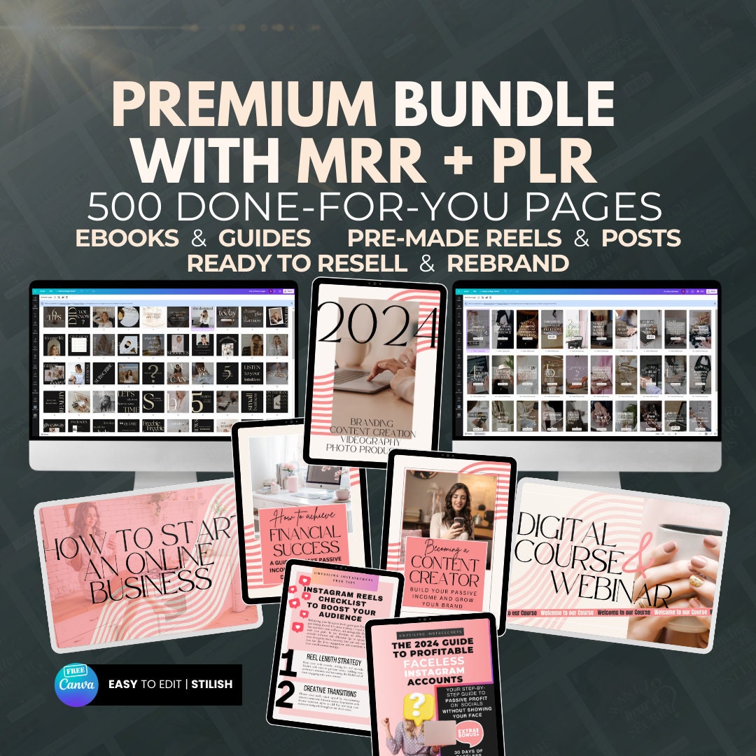 500 PLR MRR Digital Products Done for You Bundle Passive Income Marketing Guide Ebook Template ...