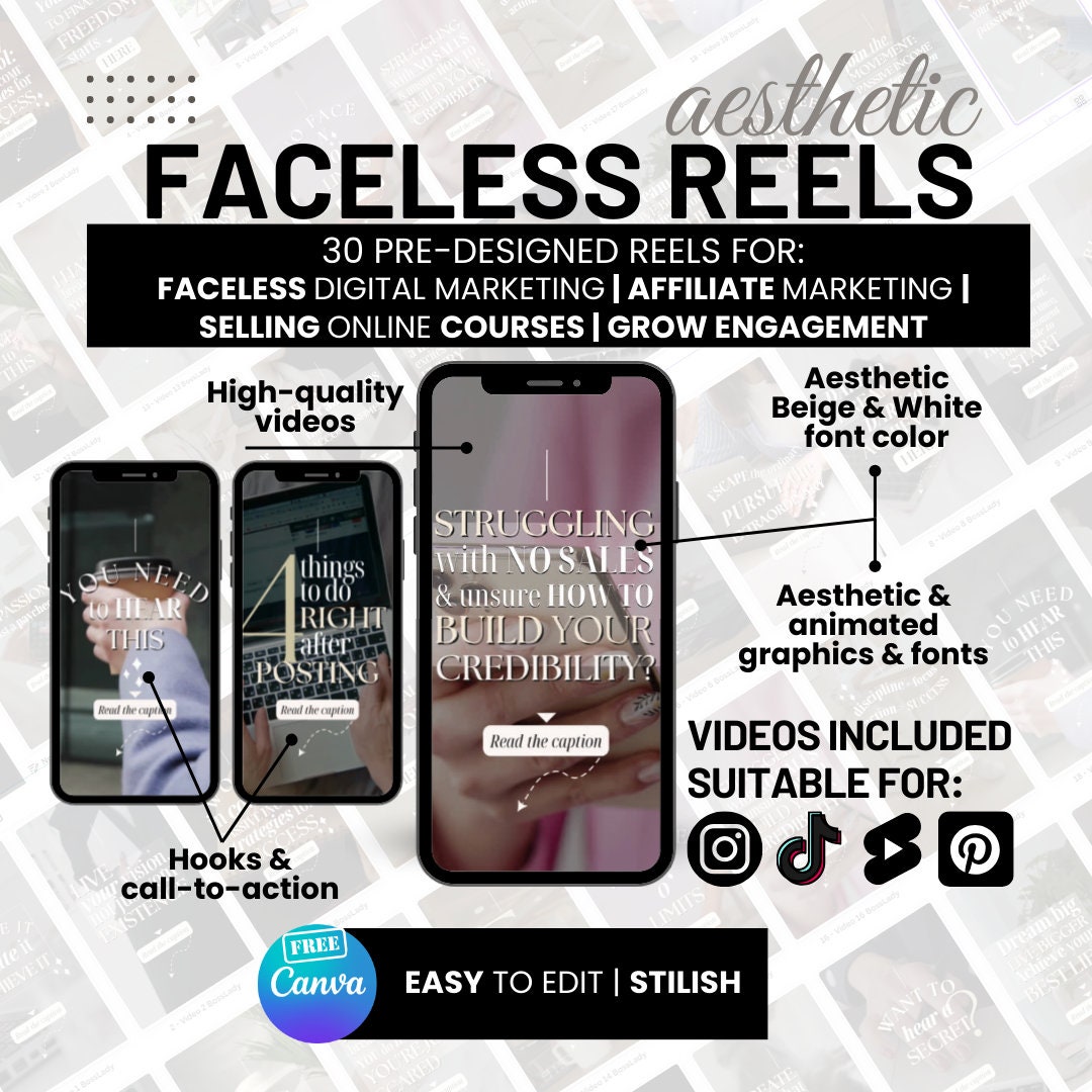 30 Faceless Reels Videos Digital Marketing MRR PLR Done for You DFY ...