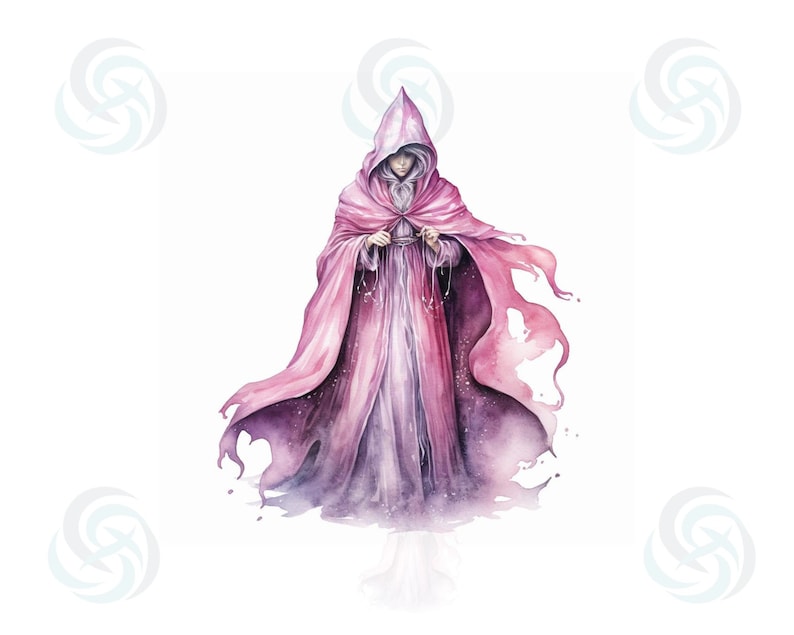 116 Pink Witch Clipart | Pink Fantasy Clipart | Watercolor Clipart ...