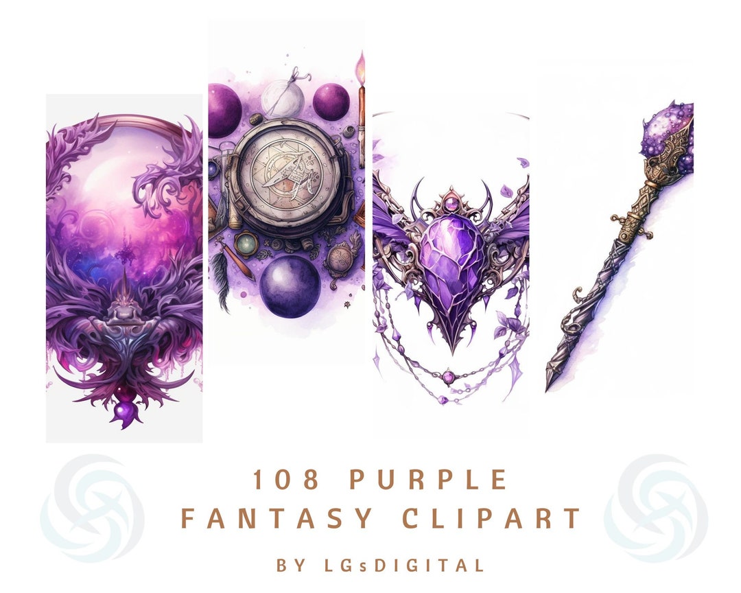108 Purple Fantasy Clipart | Purple Fairy Clipart | Watercolor Clipart ...
