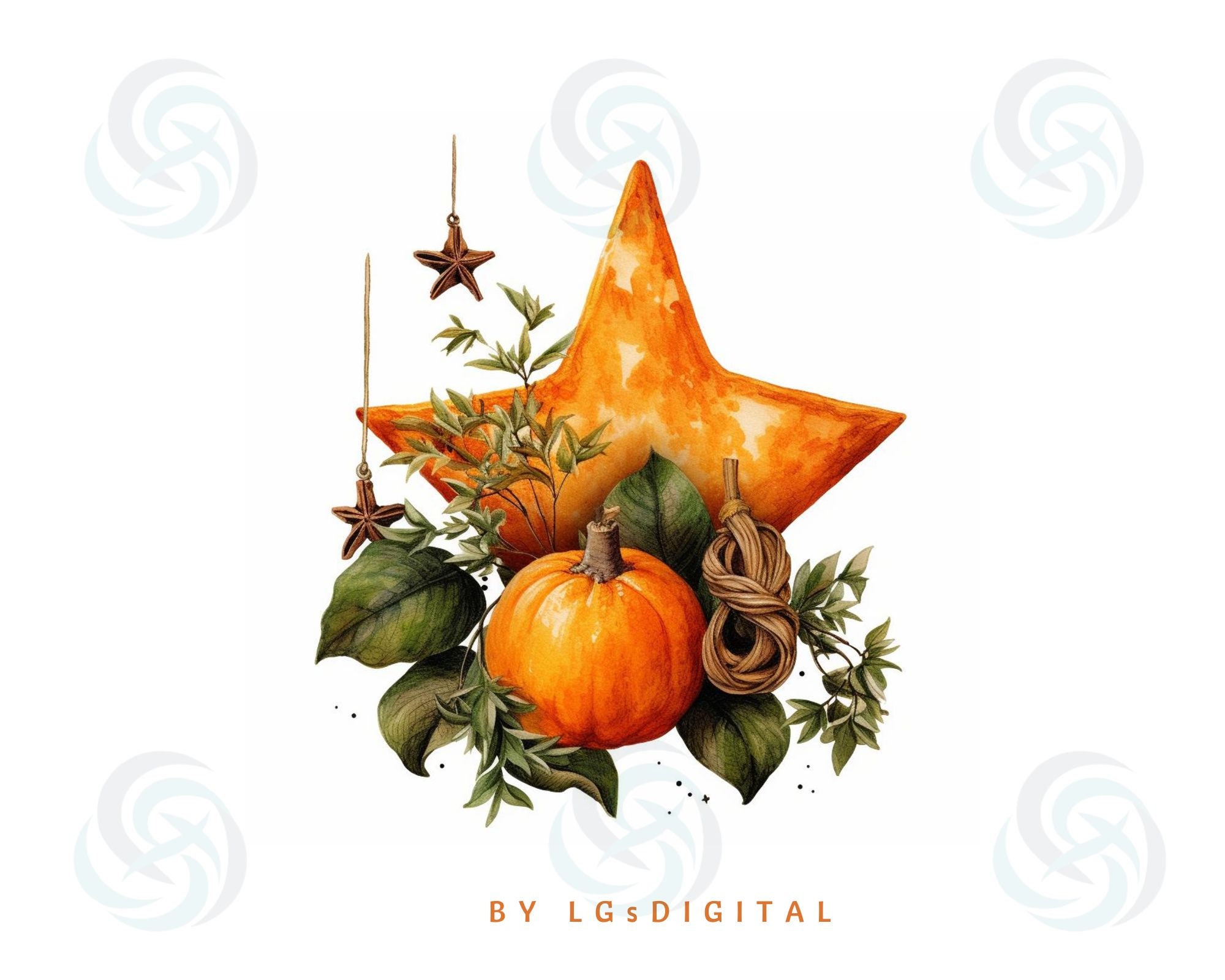 60 Orange Witch Clipart Orange Fantasy Clipart Watercolor Clipart ...