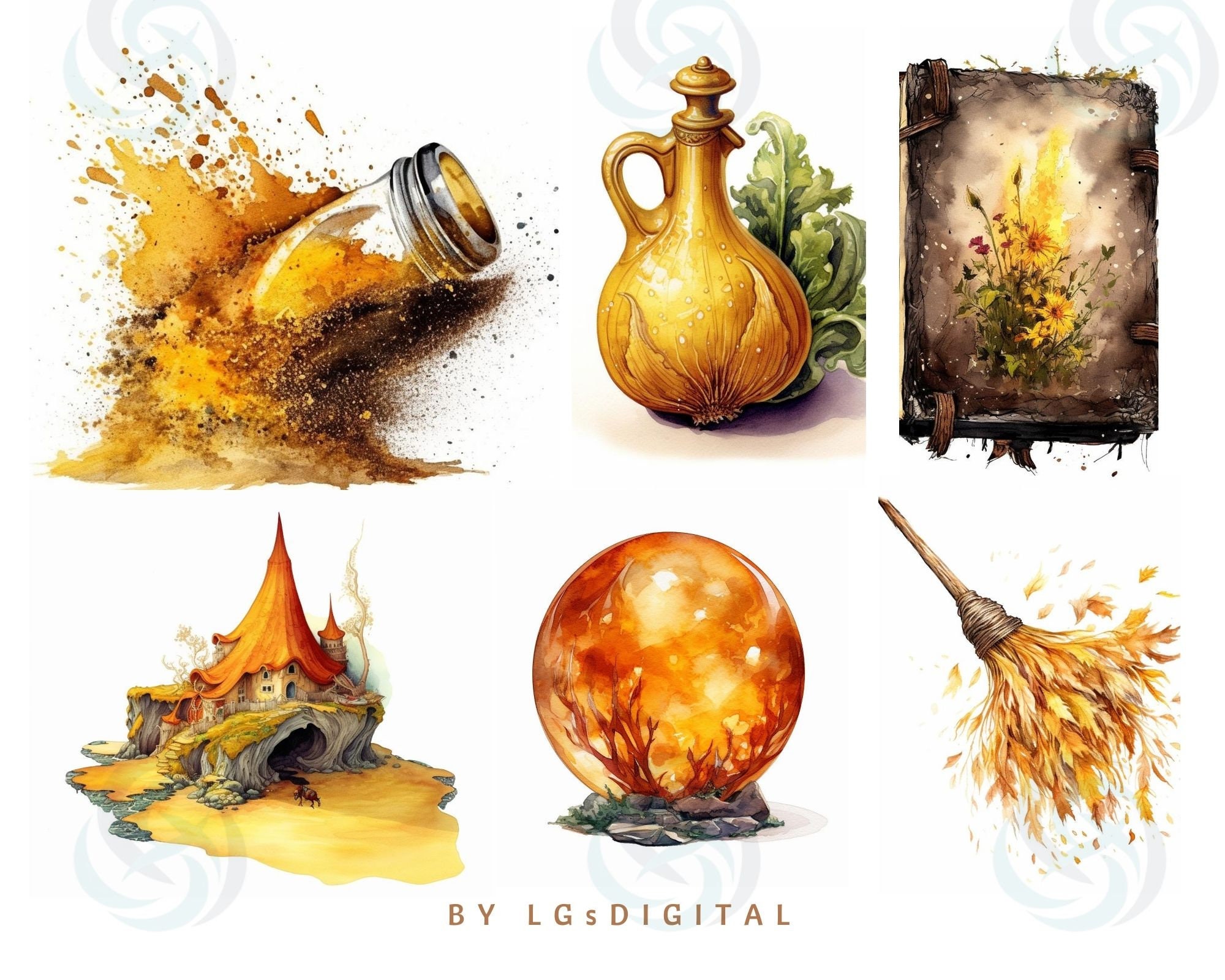728 Clipart Bundle | Multiple Color Fantasy Clipart | Watercolor ...