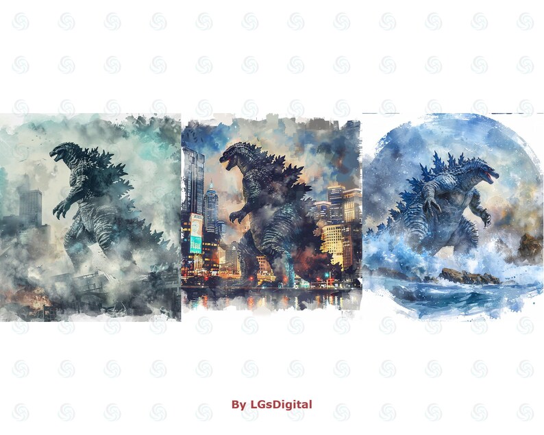 78 Watercolor Godzilla Clipart | Realistic Clipart | Transparent ...