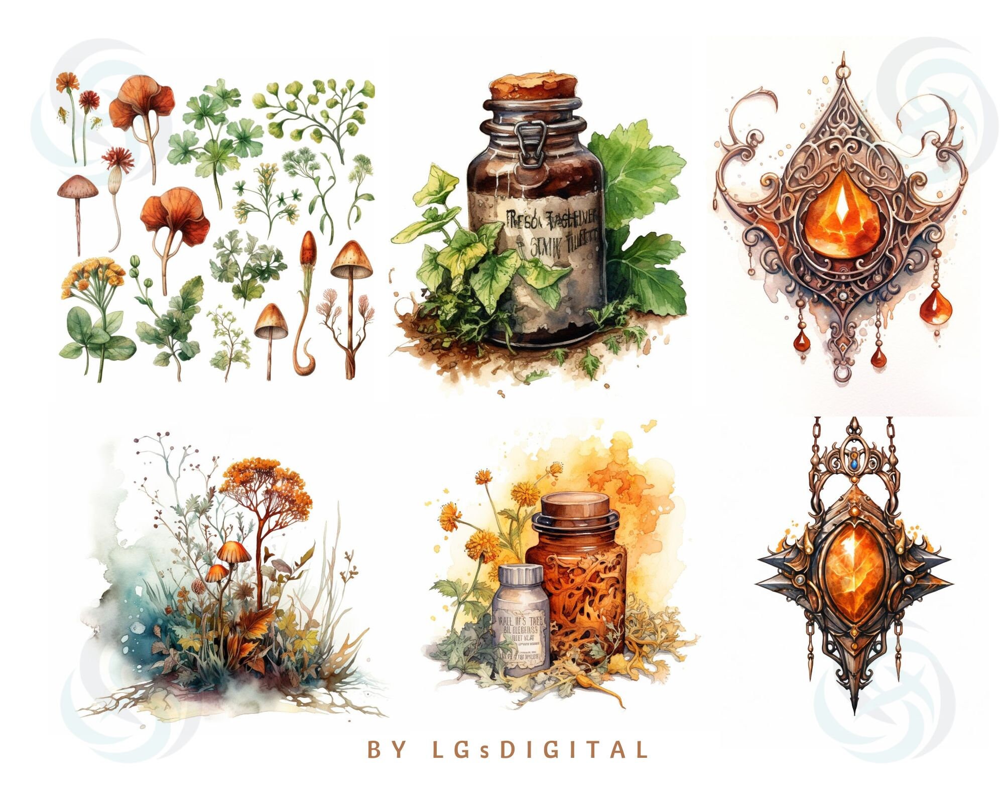108 Rust Fantasy Clipart Rust Fairy Clipart Watercolor Clipart Digital ...