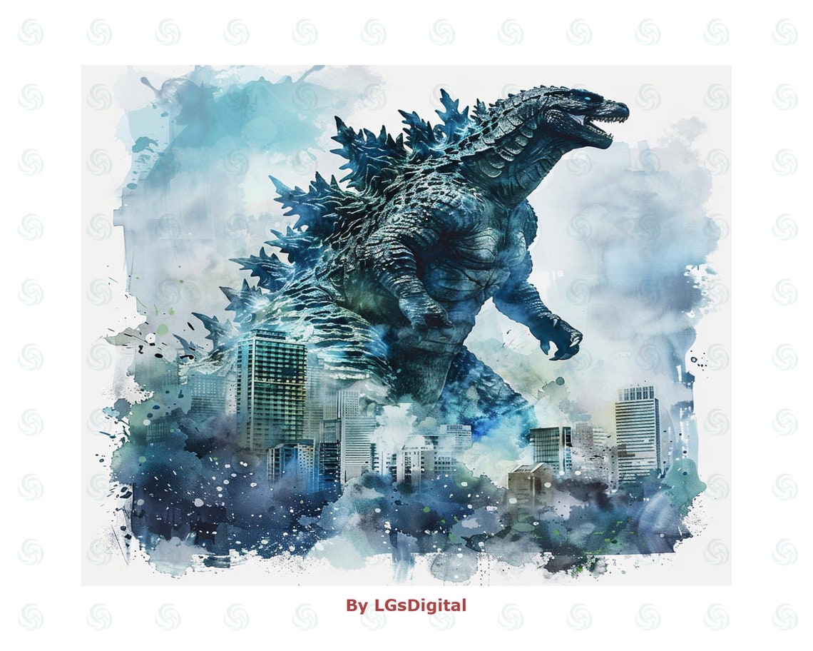78 Watercolor Godzilla Clipart Realistic Clipart Transparent Background ...