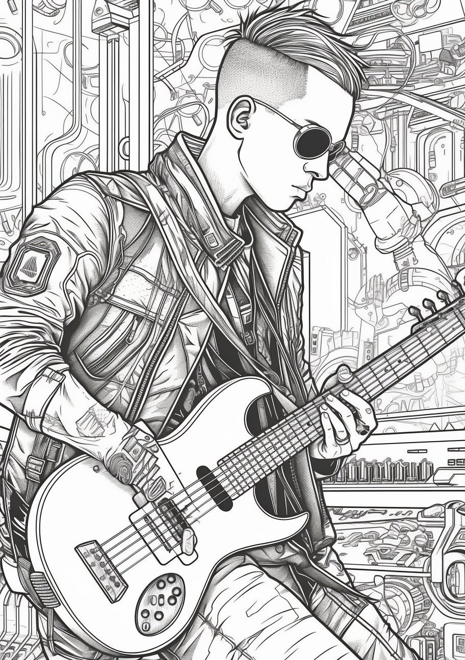 Cyberpunk | 40 Coloring Pages | Adult Coloring Pages | Printable PDF ...