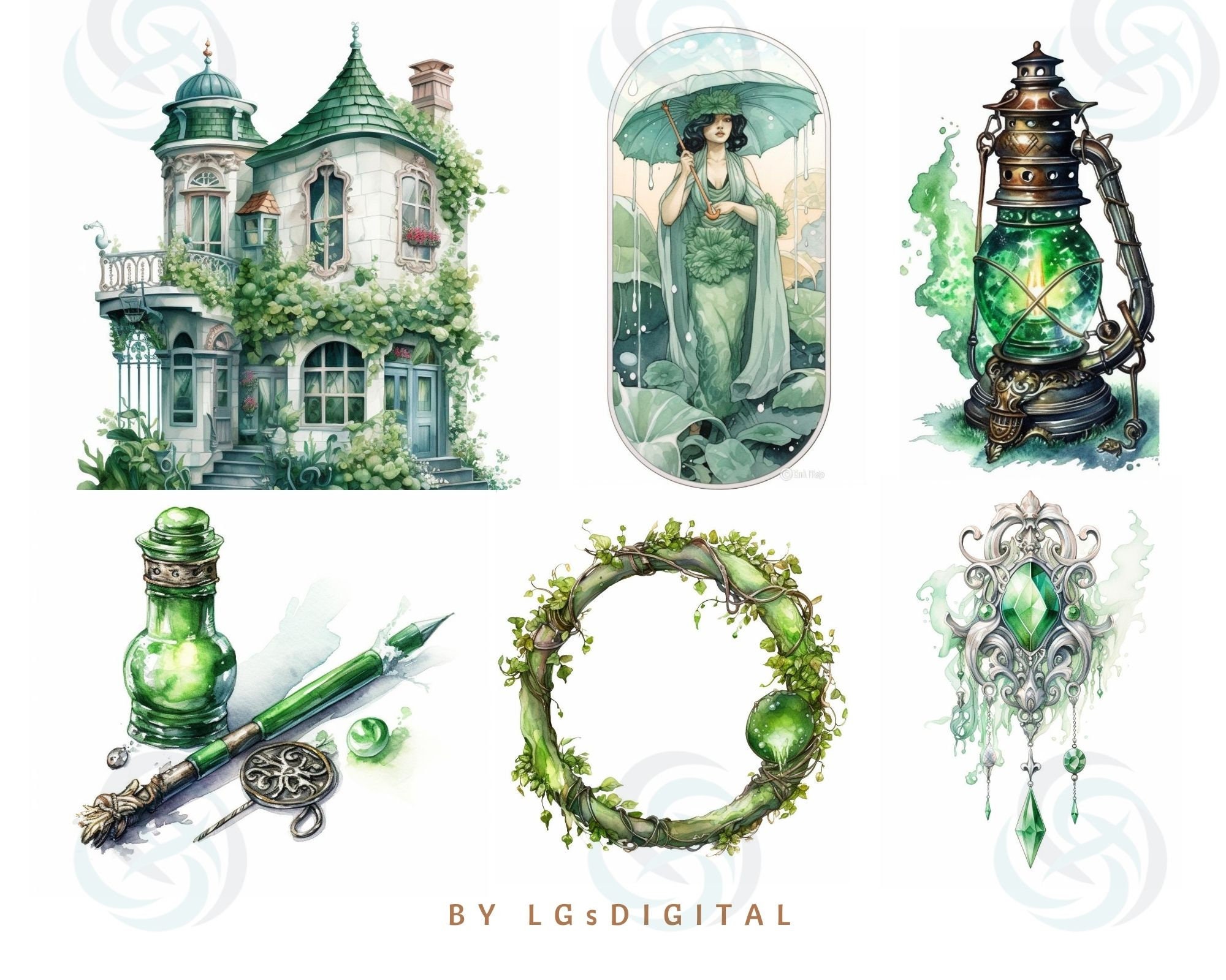 728 Clipart Bundle | Multiple Color Fantasy Clipart | Watercolor ...