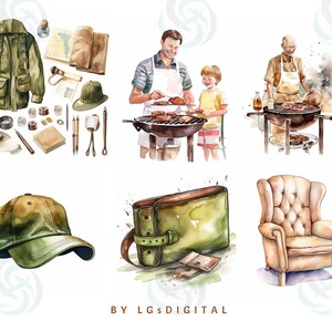336 Multiple Color Father's Day Clipart | Clipart Bundle | Watercolor ...