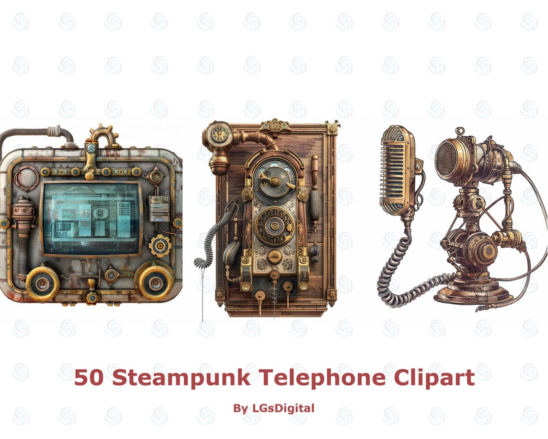 50 Steampunk Telephone Clipart | Realistic Clipart | Transparent ...