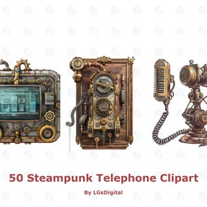 50 Steampunk Telephone Clipart | Realistic Clipart | Transparent ...