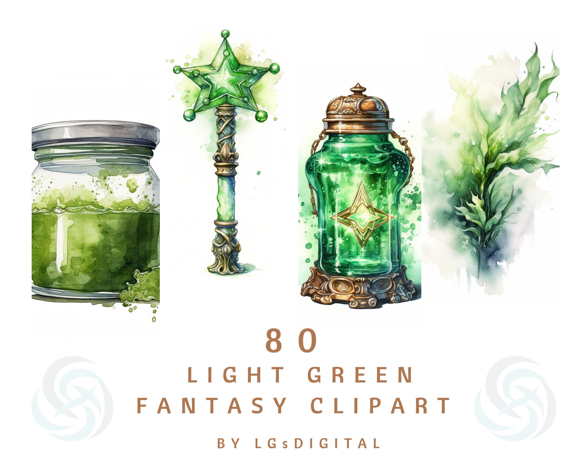 80 Light Green Fantasy Clipart Light Green Fairy Clipart - Etsy
