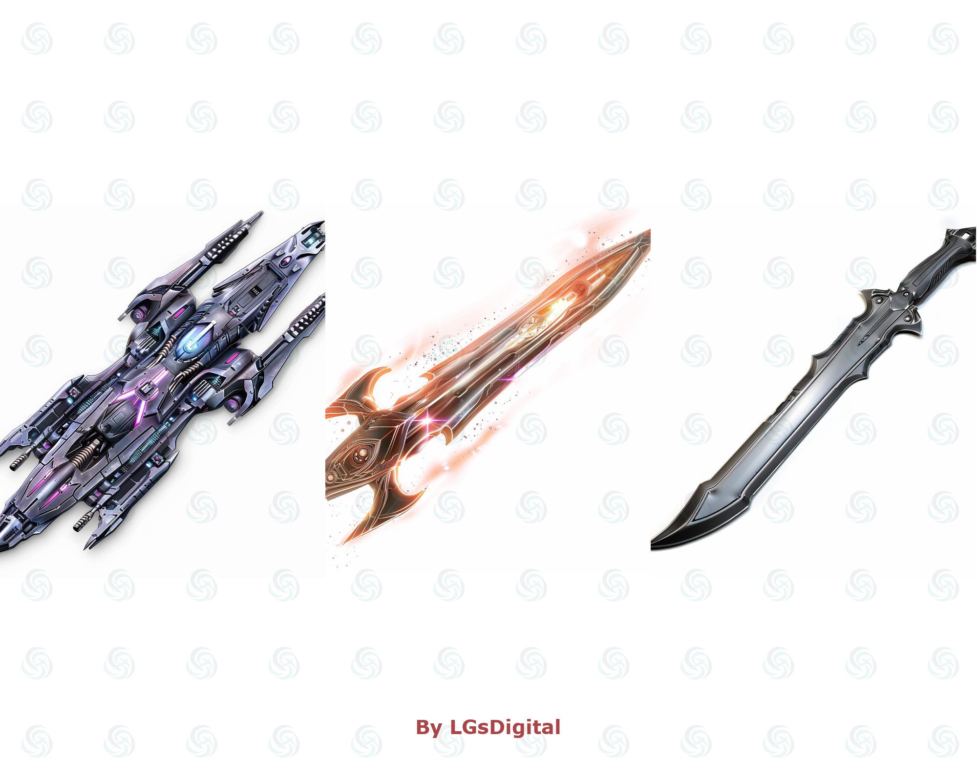 72 Cyberpunk Sword Clipart | Realistic Clipart | Transparent Background ...