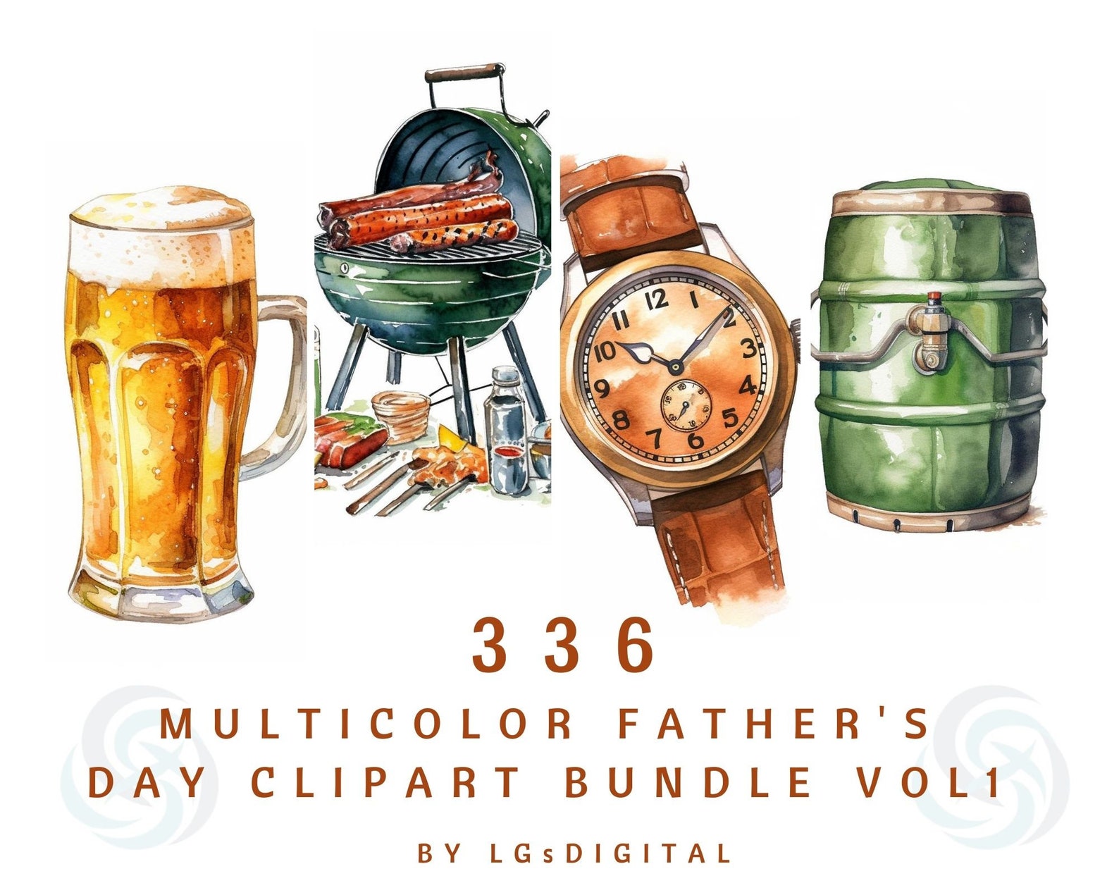 336 Multiple Color Father's Day Clipart | Clipart Bundle | Watercolor ...