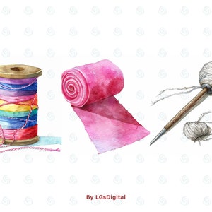 140 Watercolor Sewing Tools Clipart | Realistic Clipart | Transparent ...