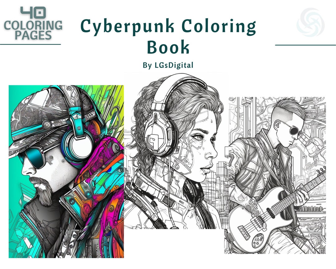 Cyberpunk | 40 Coloring Pages | Adult Coloring Pages | Printable PDF ...