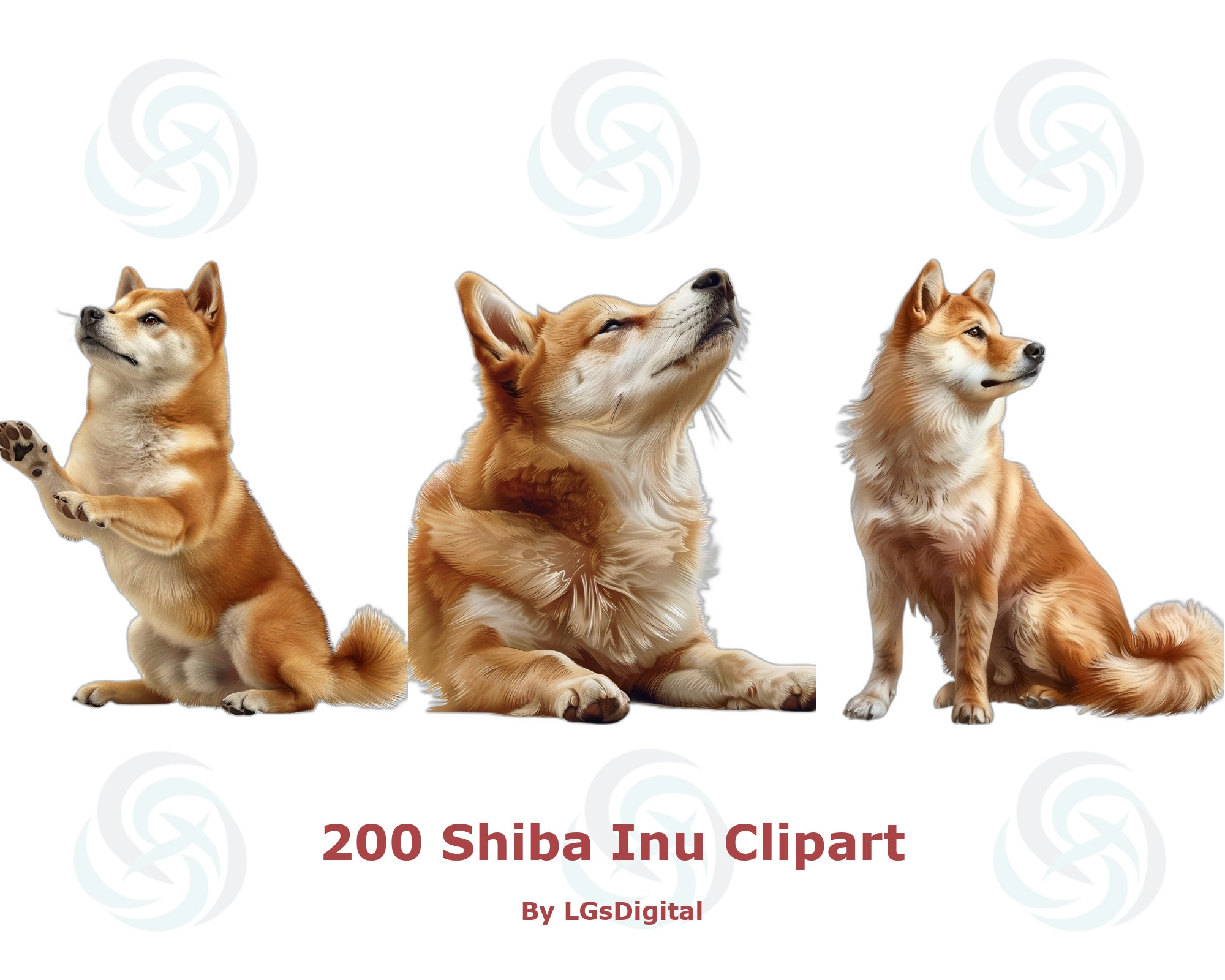 200 Shiba Inu Clipart Realistic Clipart Transparent Background Digital ...