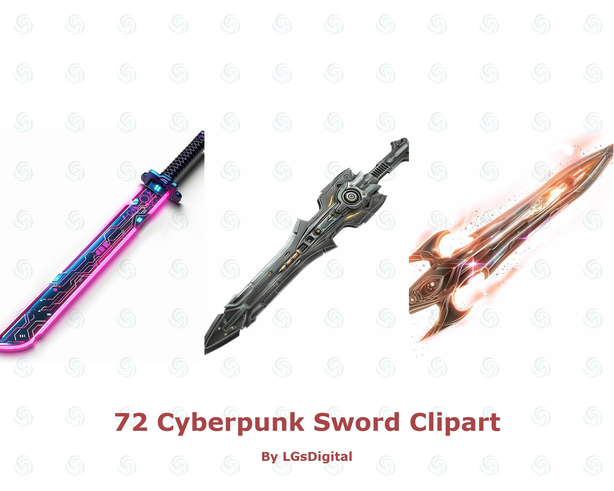 72 Cyberpunk Sword Clipart | Realistic Clipart | Transparent Background ...