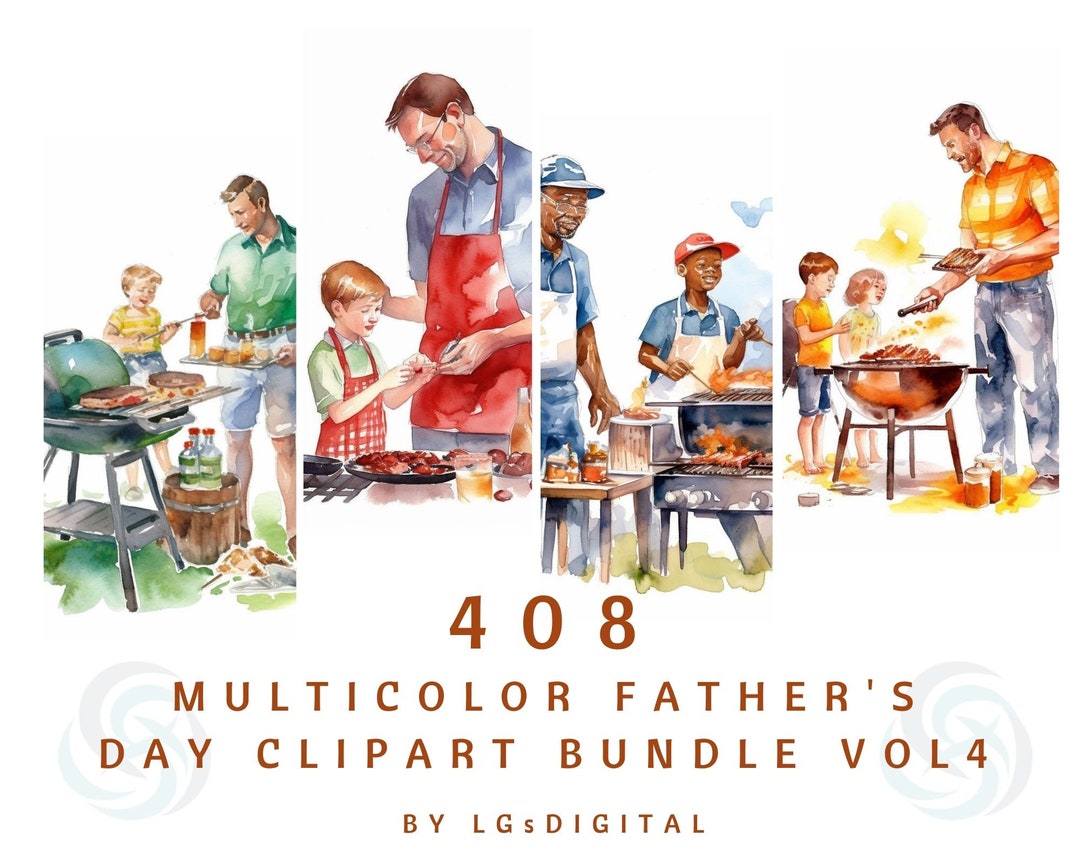 408 Multiple Color Father's Day Clipart | Clipart Bundle | Watercolor ...