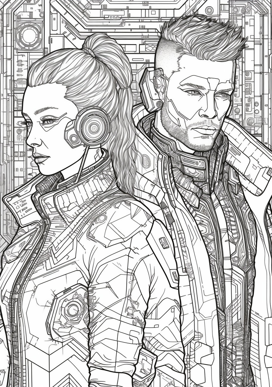 Cyberpunk | 40 Coloring Pages | Adult Coloring Pages | Printable PDF ...