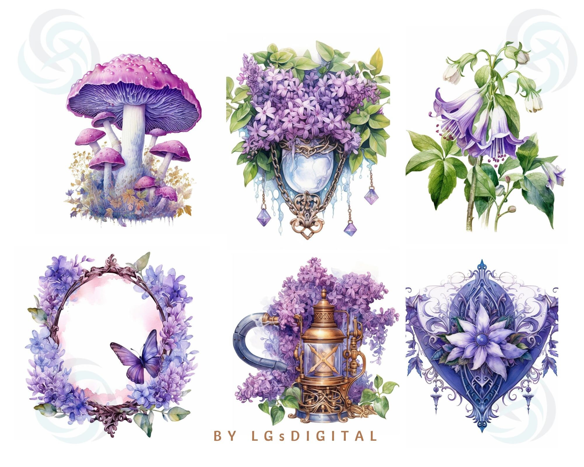 136 Lilac Fantasy Clipart Lilac Fairy Clipart Watercolor Clipart ...
