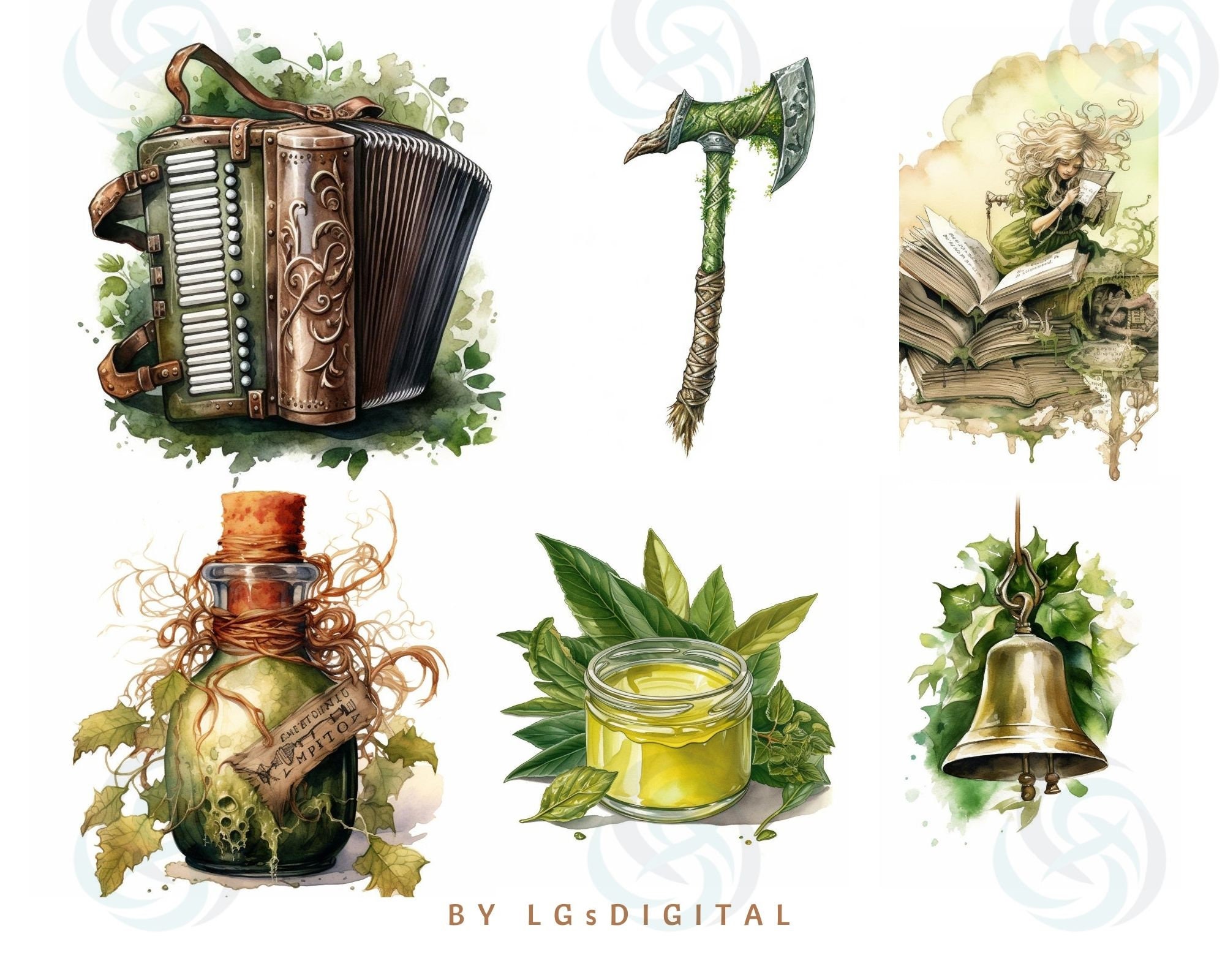 1016 Clipart Bundle | Multiple Color Fantasy Clipart | Watercolor ...