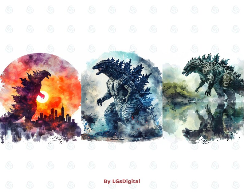 78 Watercolor Godzilla Clipart | Realistic Clipart | Transparent ...