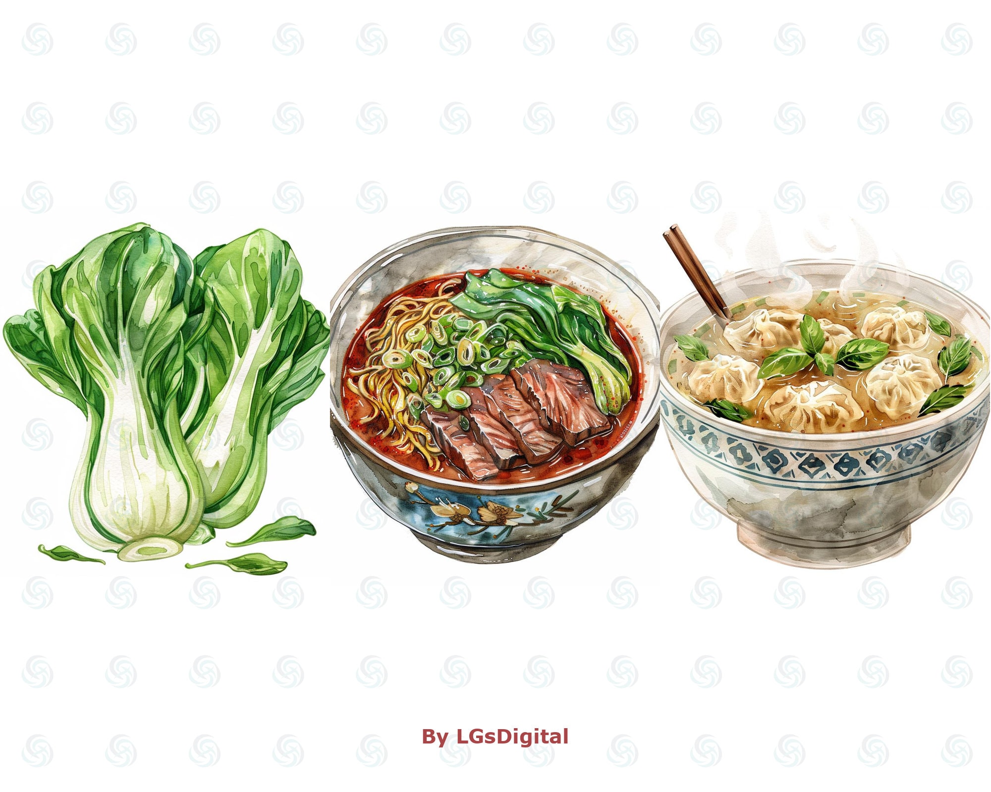 120 Watercolor Chinese Food Clipart | Realistic Clipart | Transparent ...