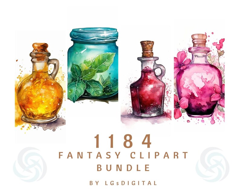1184 Clipart Bundle Multiple Color Fantasy Clipart - Etsy
