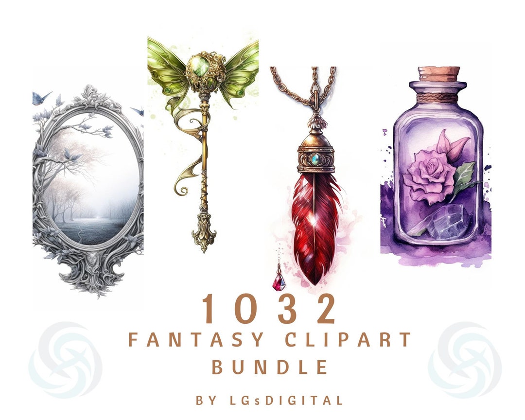 1032 Clipart Bundle | Multiple Color Fantasy Clipart | Watercolor ...