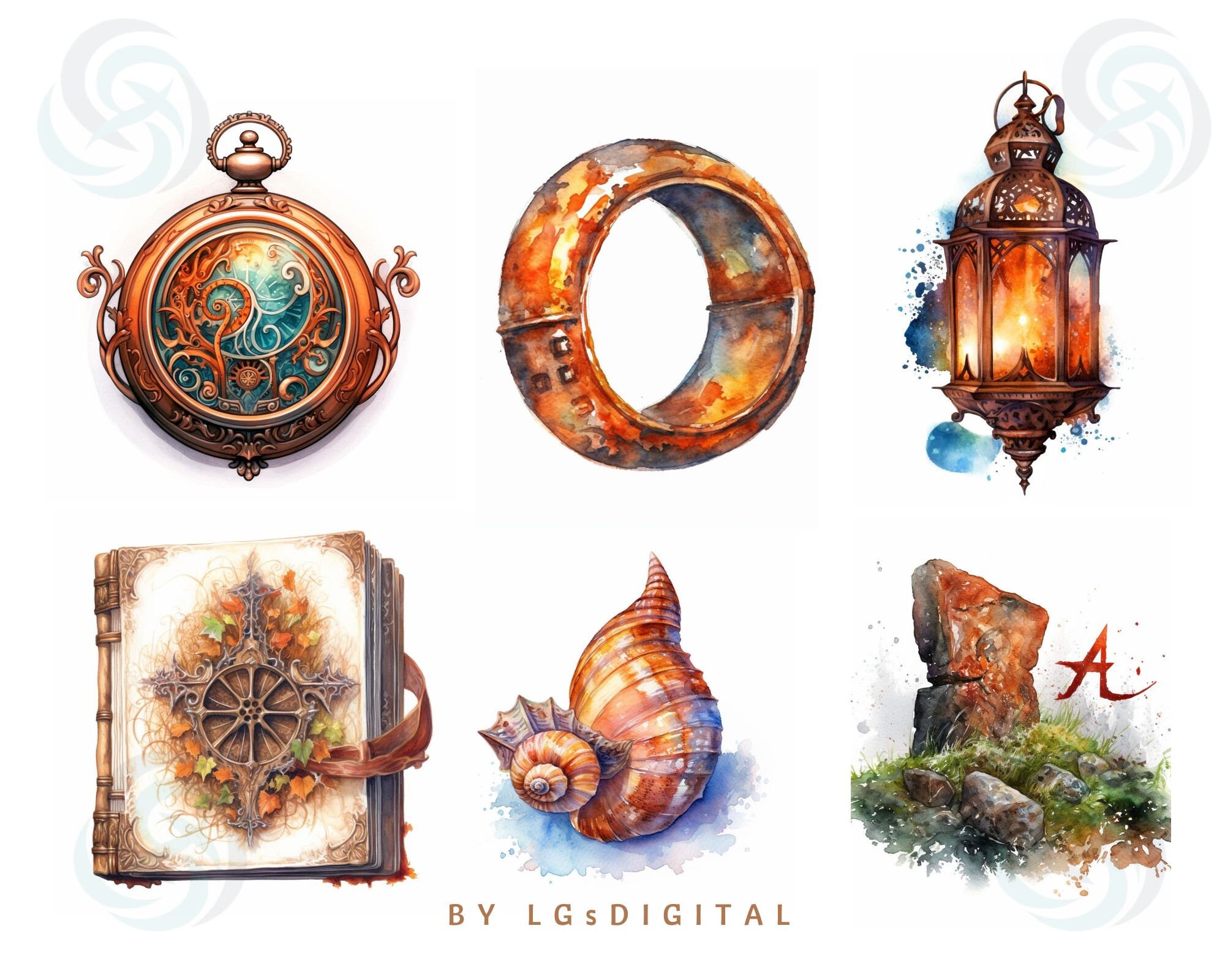 108 Rust Fantasy Clipart Rust Fairy Clipart Watercolor Clipart Digital ...